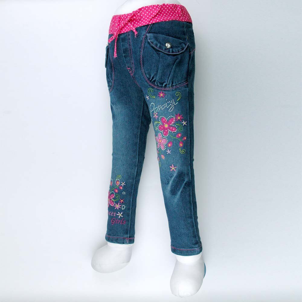Kids Slim rhinestones Blue Jeans Girls Teen Child ... – Grandado