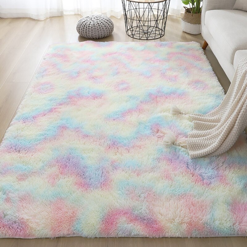 Fluffy Bedroom Rugs Shaggy Geometric Area Rug Livi... – Grandado