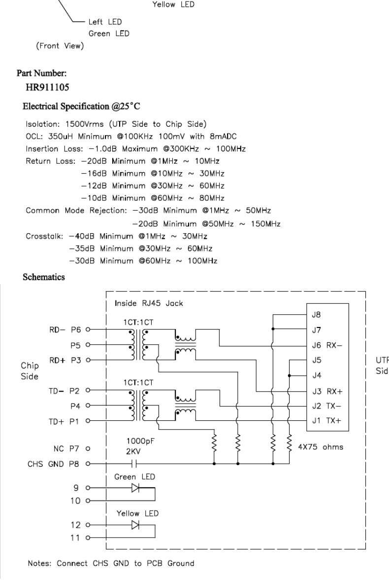 HR911105A with light HY911105A RJ45 network transformer with light ...