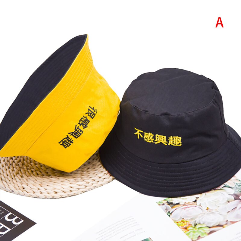 Korean Double-sided Wear Embroidered Fisherman Hat... – Grandado