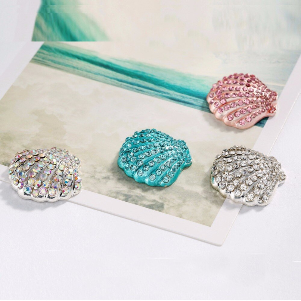 50 STKS 28X25mm seashell rhinestone crystal button... – Vicedeal