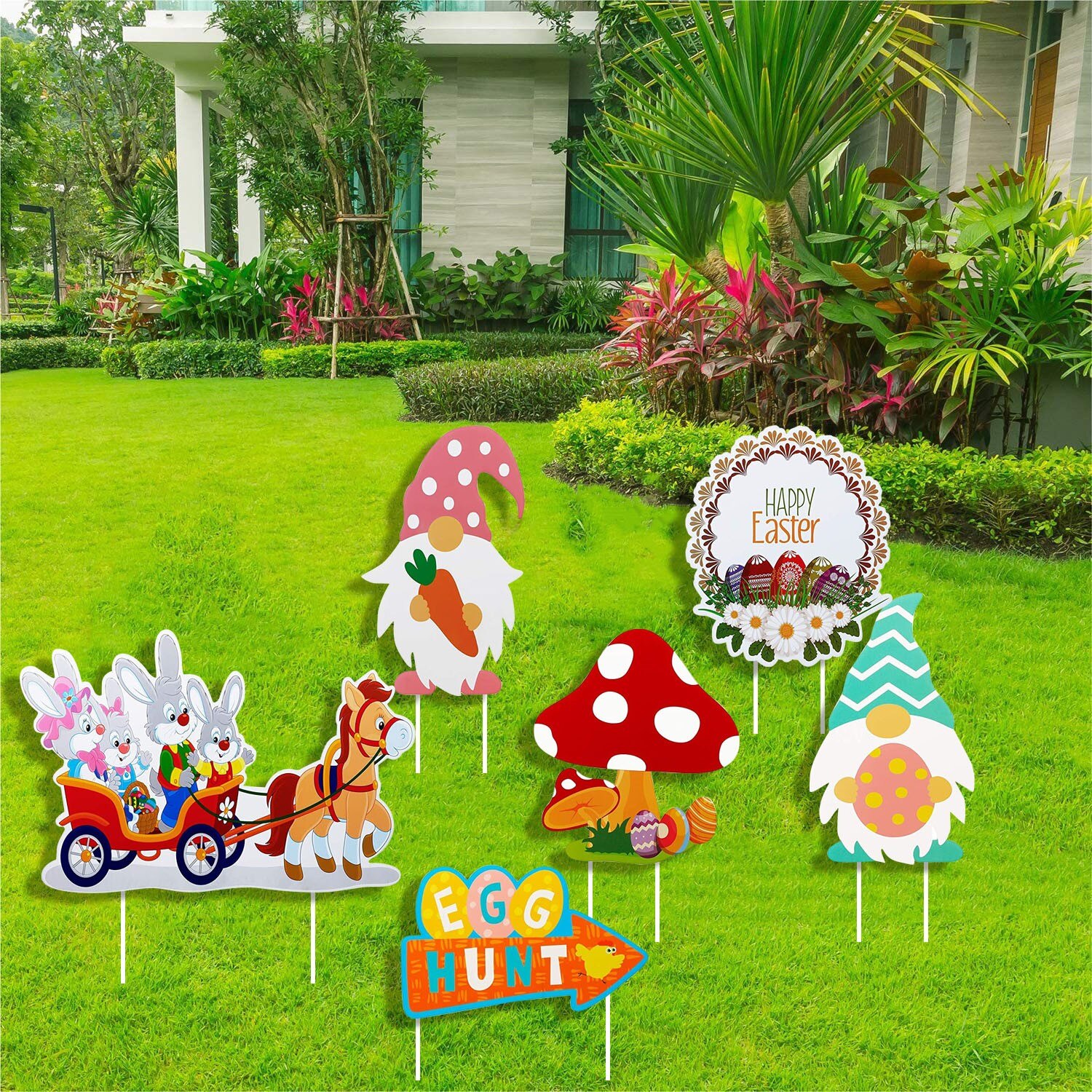 6pcs Yard Lawn Decorations Easter Gnomes Outdoor S... – Grandado