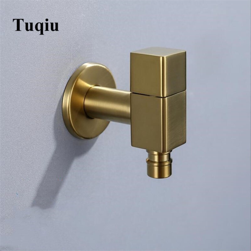 Brush gold Wall Mount Bibcock Brass Retro Tap Deco... – Grandado