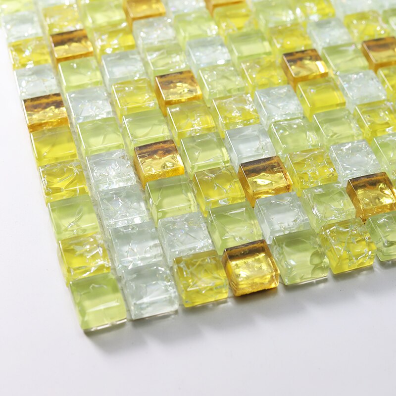 Crackle White Yellow Gold Glass Mosaic Tile Backsp... – Grandado
