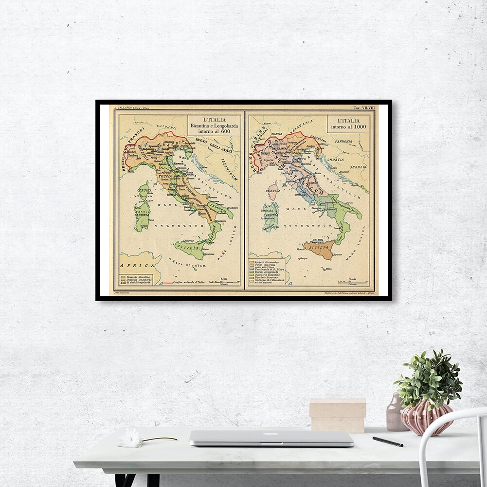 84*59 cm The Vintage Italy Map In Italian Retro Wa... – Vicedeal