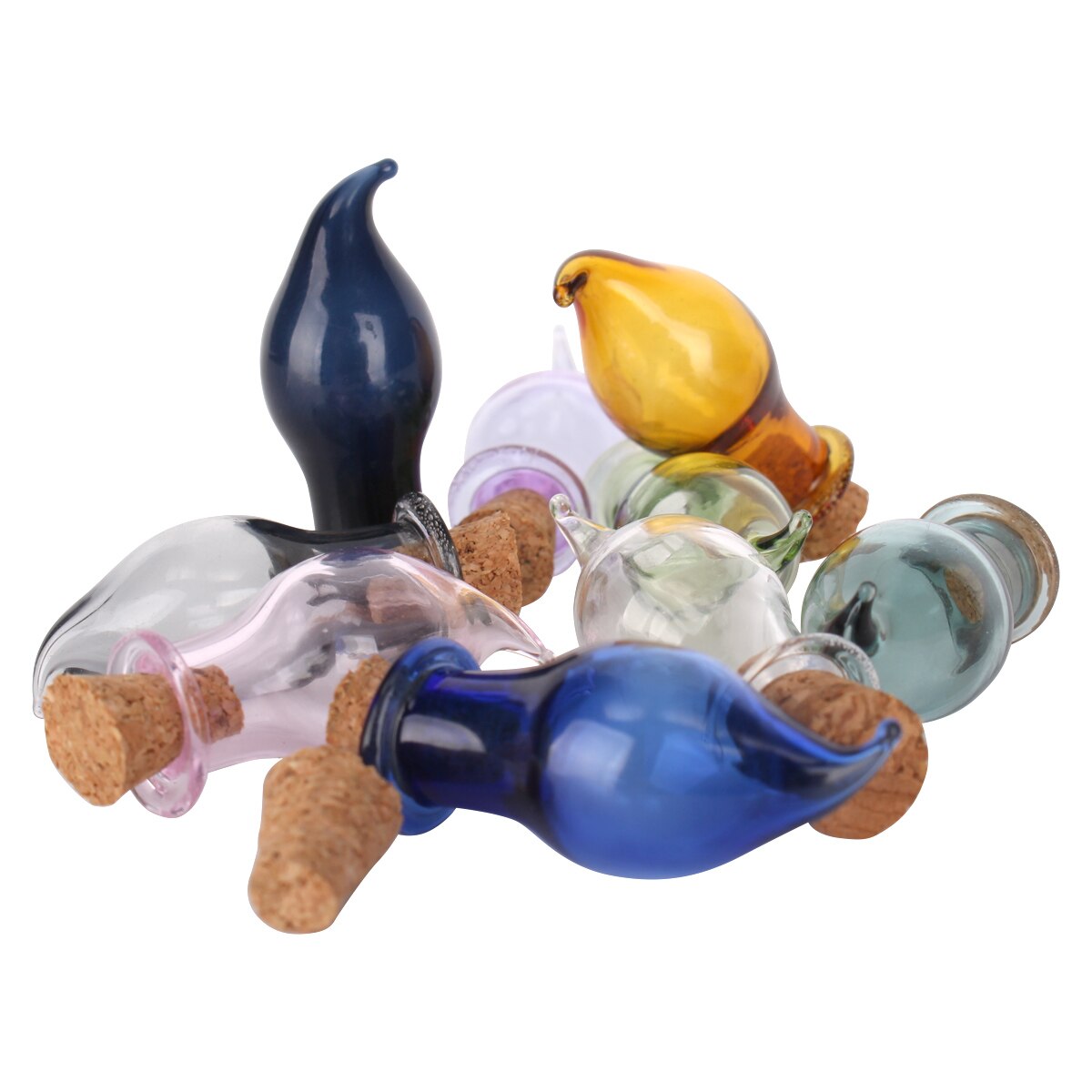 Mini Color Glass Bottles with Cork Miniature Vase ... – Grandado