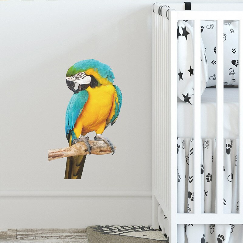 Style Blue-yellow Parrot Wall Sticker Bedroom Livi... – Grandado