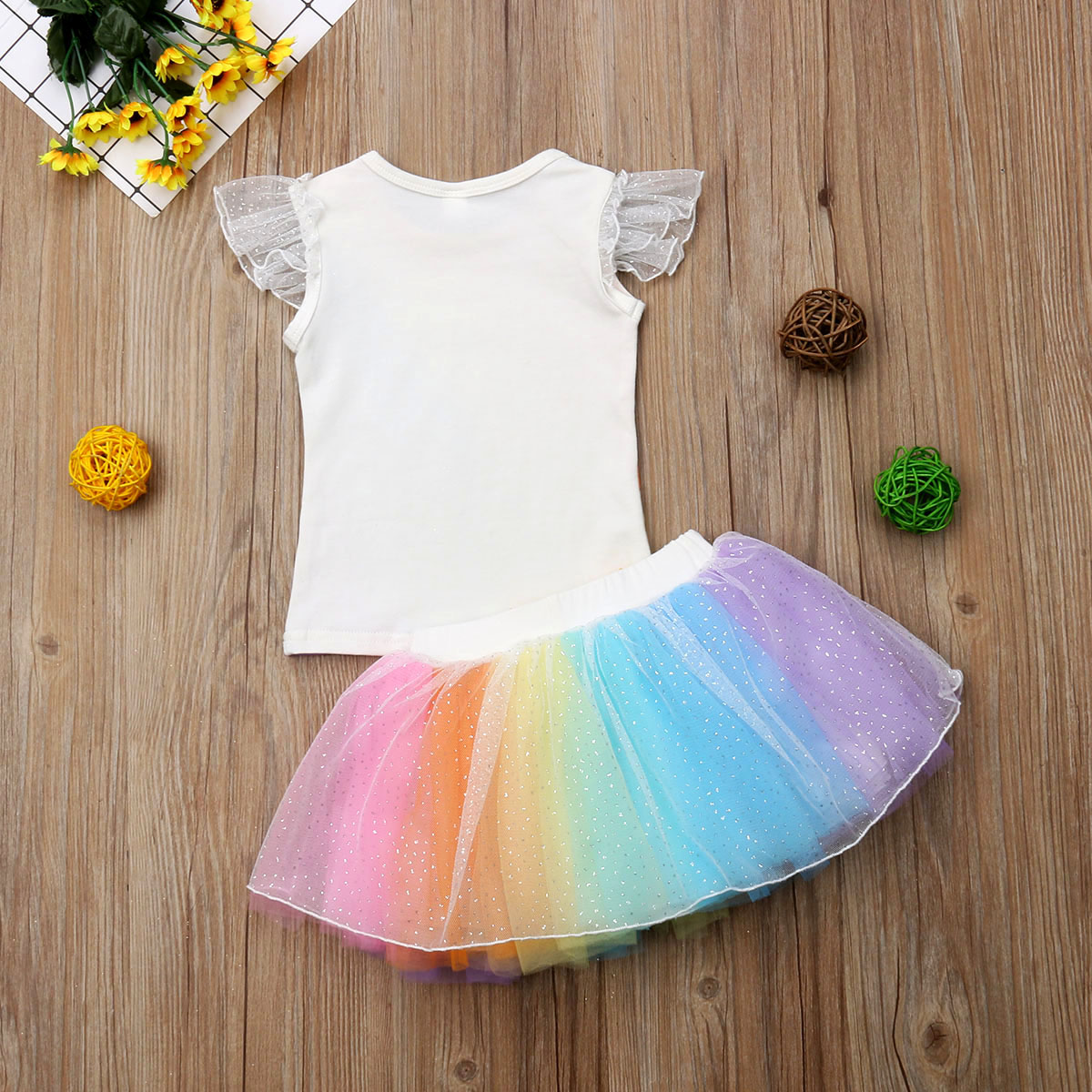 Rainbow Kids Baby Girl Tops T shirt + Tutu Skirt P... – Vicedeal