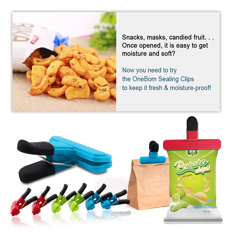 Stor spånpåse klämmor matklämmor plast kraftigt lu... – Grandado