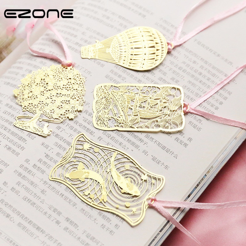 EZONE 1PC Gold Metal Bookmark Golden Hollow Tassel... – Vicedeal