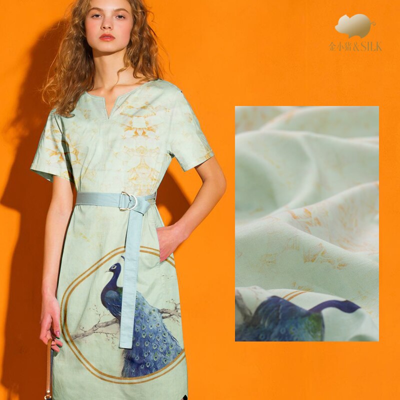 130 cm heavy silk linen fabric 35mm digital printe... – Grandado