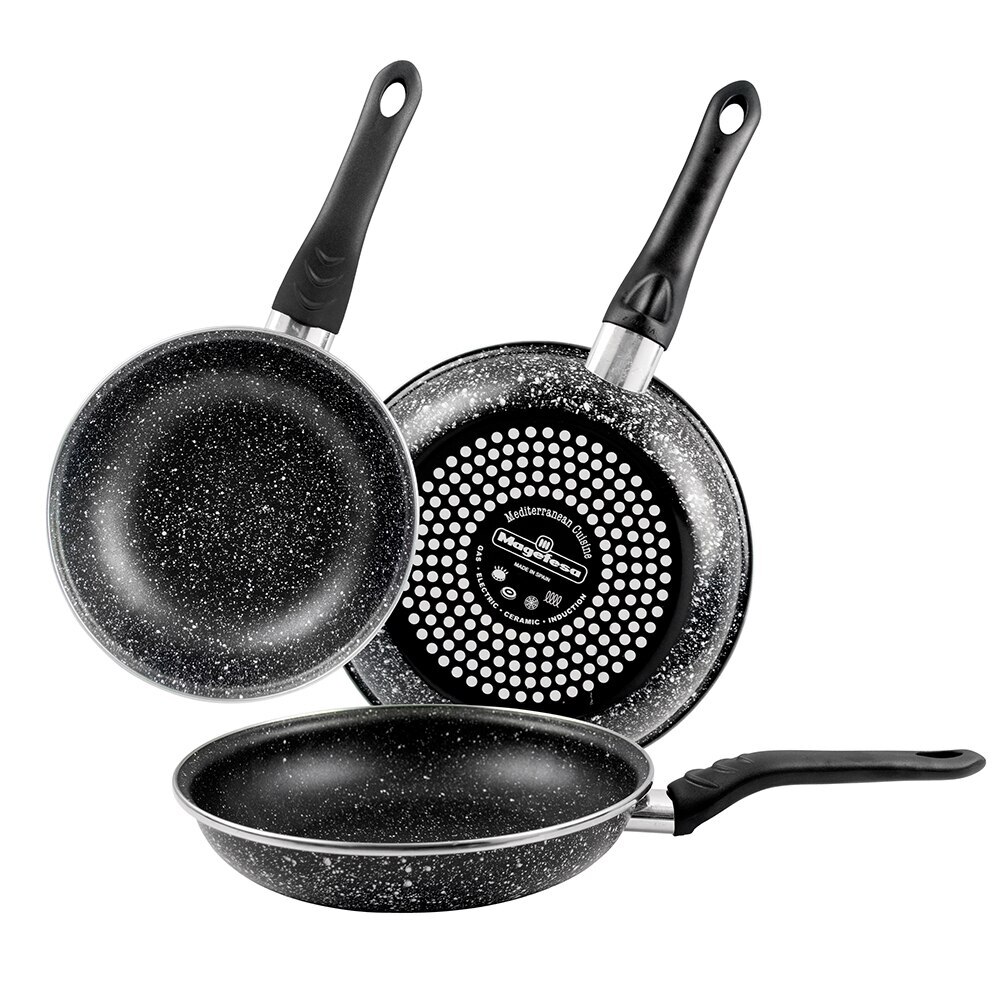 Set Set of 3 vitrified steel pans with non-stick c... – Vicedeal