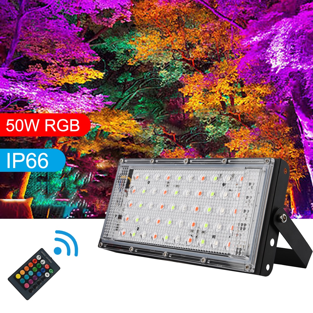 50W RGB LED Flood Light 16 Colors Waterproof LED F... – Grandado