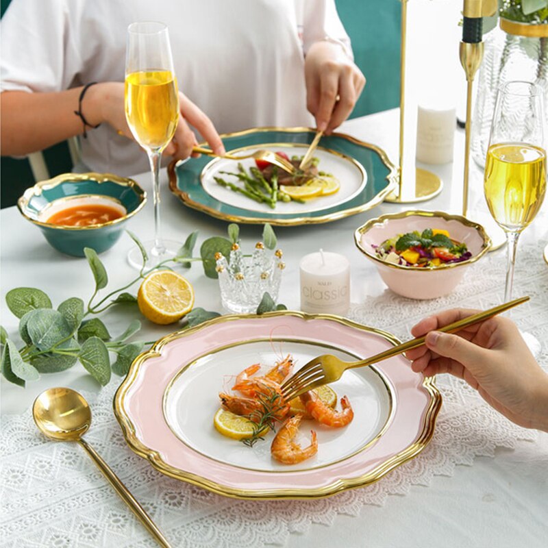 Ceramic Dinner Plate Luxury Gold Inlay Charger Pla... – Grandado