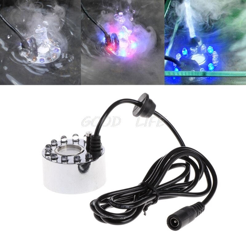 1.3M 12 LED Colorful Light Ultrasonic Mist Maker Fogger Water Fountain ...