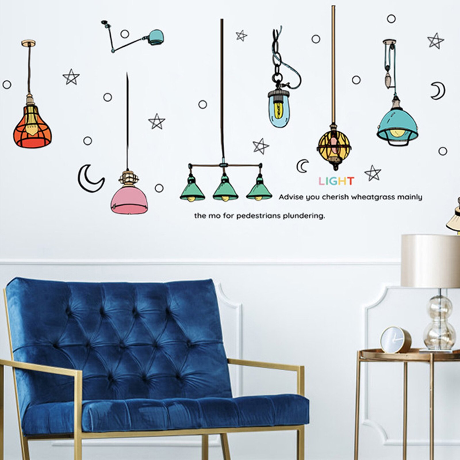 Wall Decals Colorful Ceiling Lights Printed Wall S... – Grandado