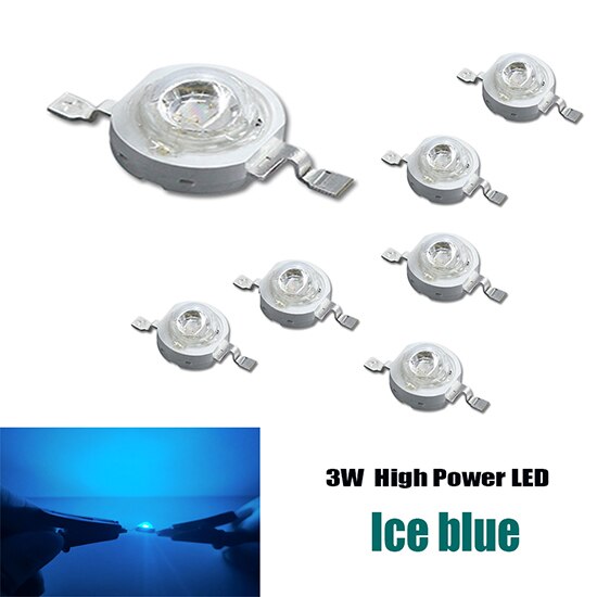 2 10 50 100pcs 3W High Power LED Lamp Ice blue 480... – Grandado