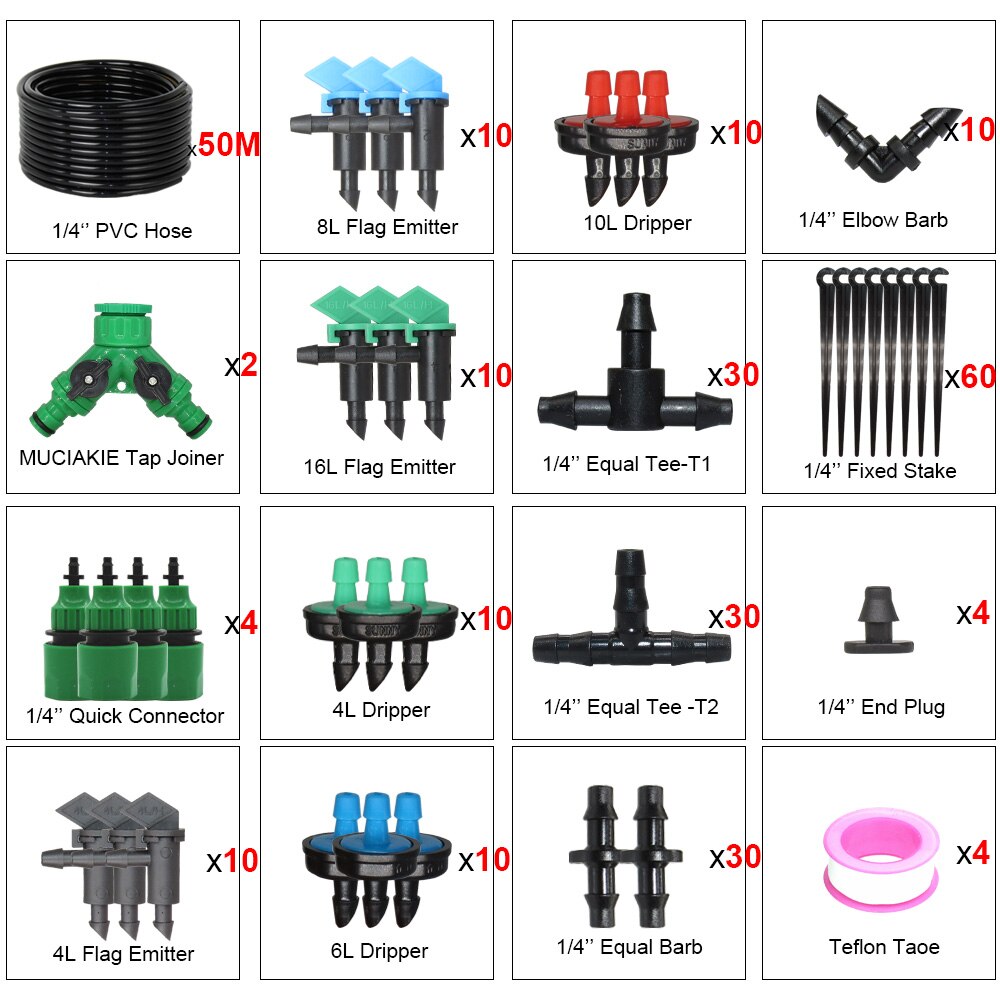 MUCIAKIE 50M Garden Drip Irrigation System 4L 6L 8... – Grandado
