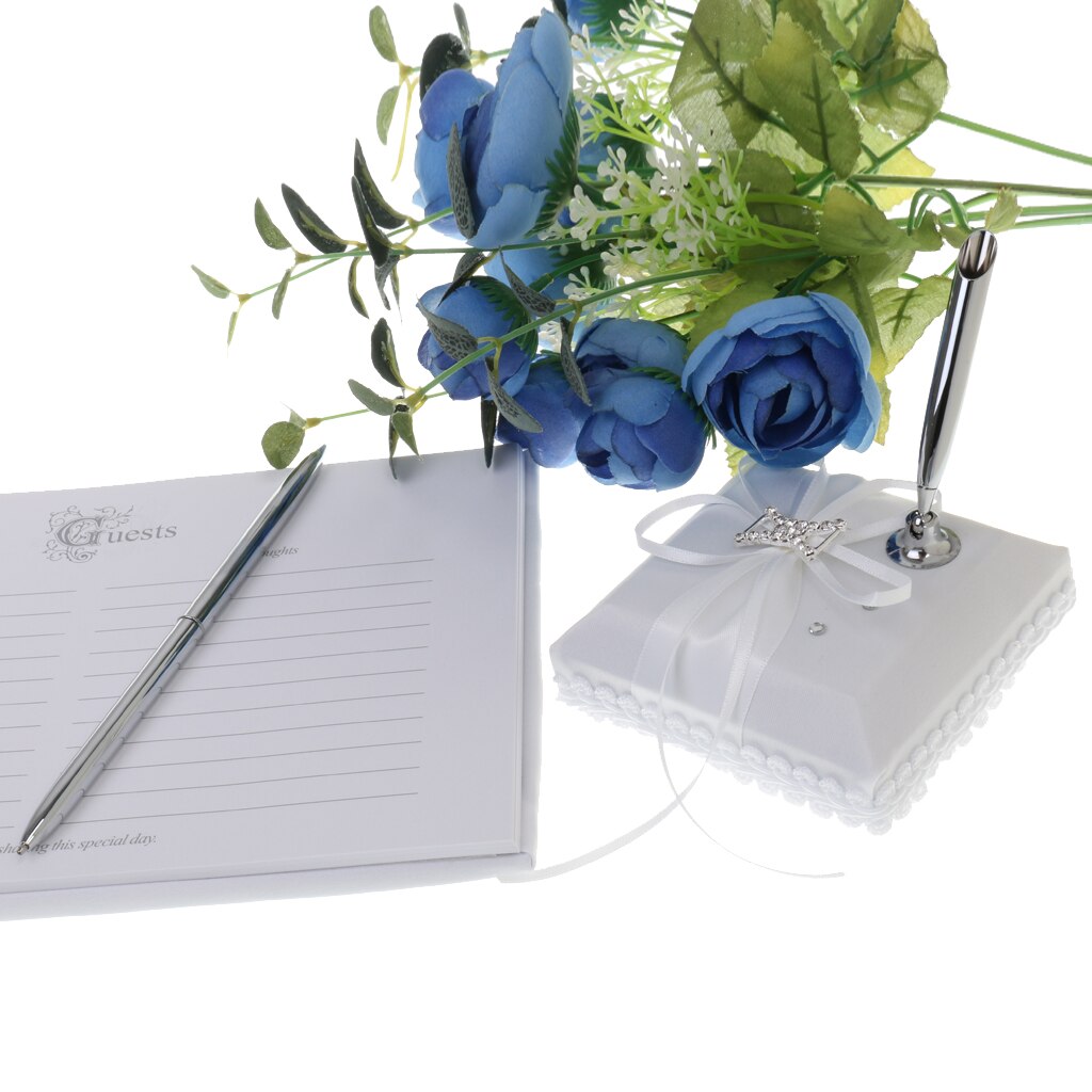 White Wedding Guest Register Comment Book Silver P... – Grandado