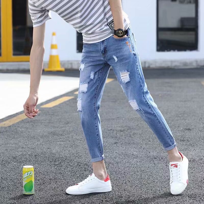 Spring and summer 2021Fashion teen ripped jeans me... – Vicedeal