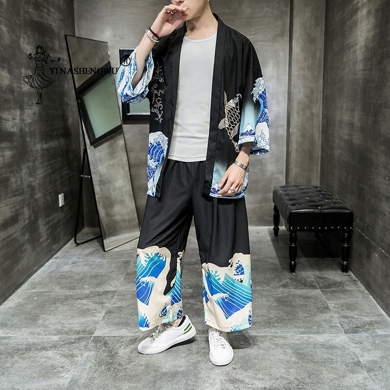 Japanese Kimono Traditional Casual Loose Thin a Se... – Grandado