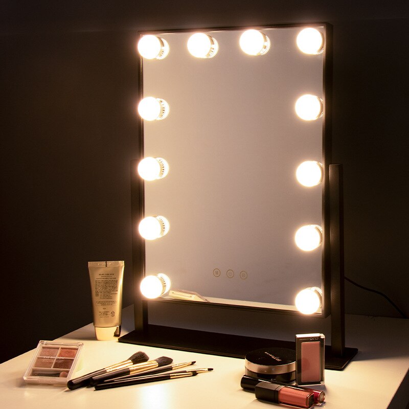 LED mirror make-up mirror Hollywood light bulb mir... – Grandado