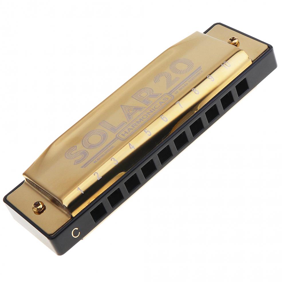 10 Holes Gold Harmonica Diatonic Blues Harp Mouth ... – Vicedeal