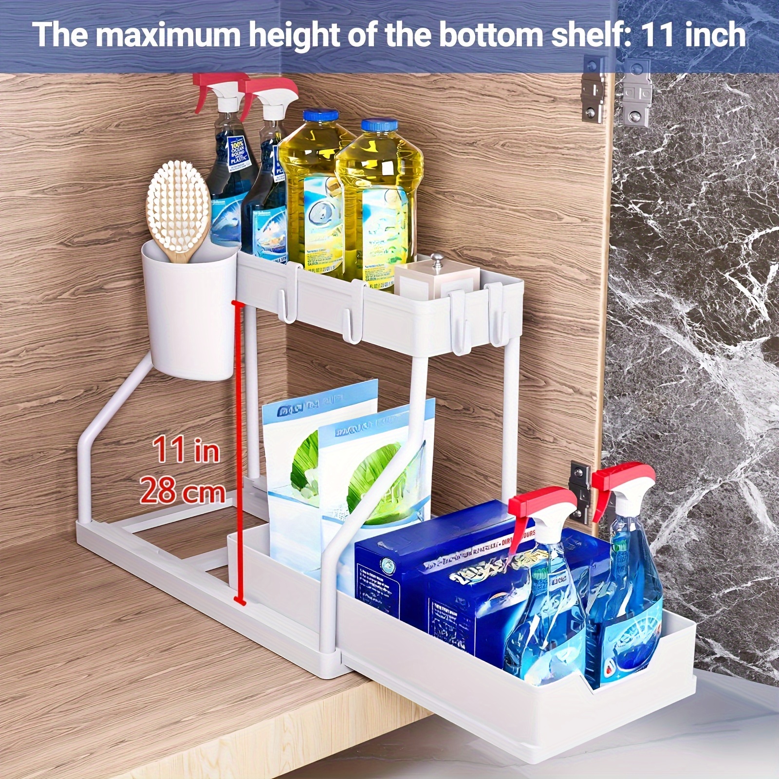 Double Layer Storage Rack, Pull-out Storage Box, C... – Grandado