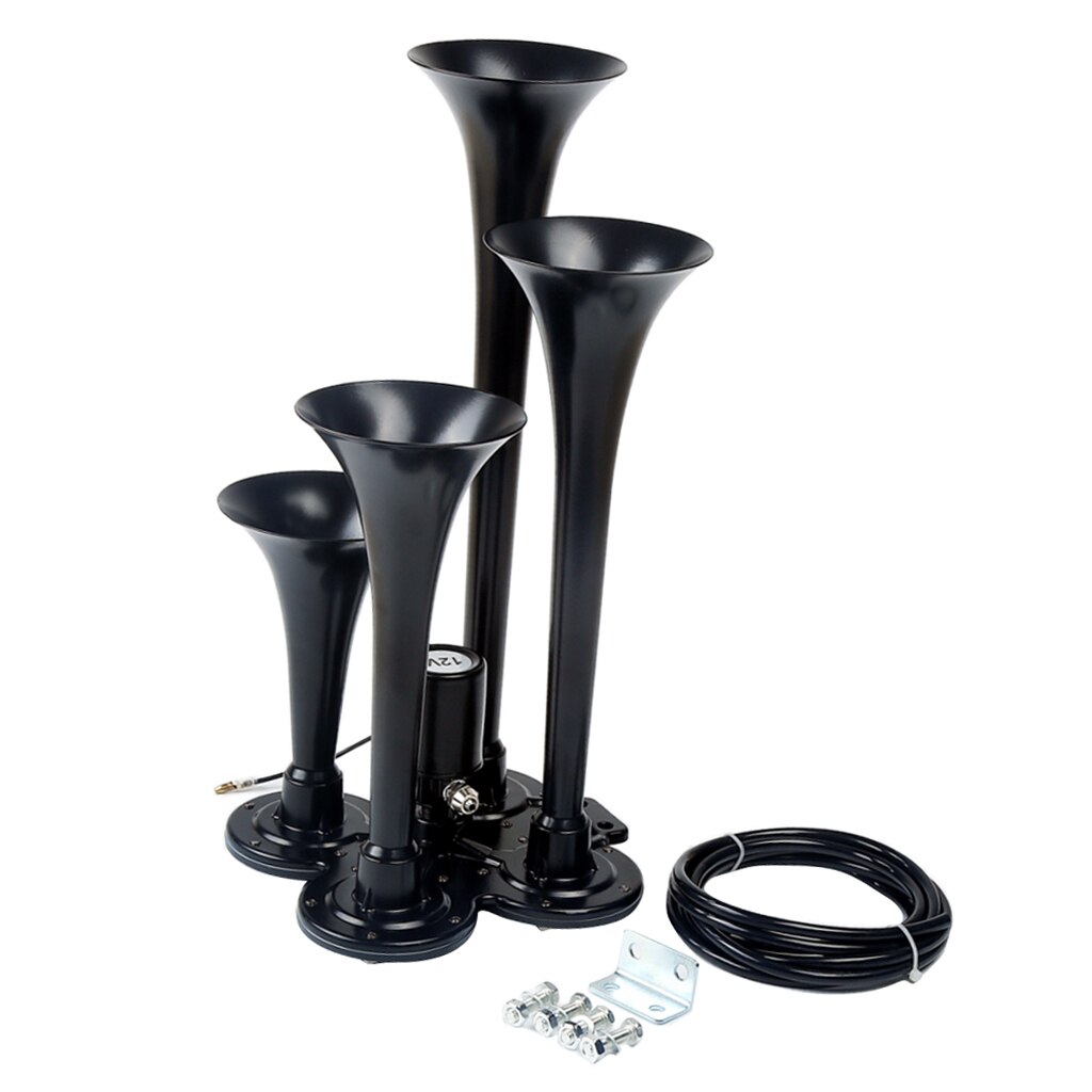 Chrome Metal 12V 150DB Four Trumpet Deep LOUD Trai... – Vicedeal