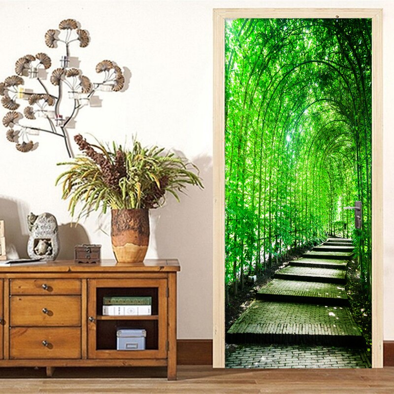 3D Wall Door Sticker Green Forest Path Nature Land... – Grandado