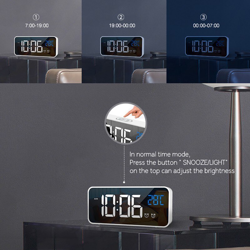 LED Digital Alarm Clock, Dual Alarm, 4 Brightness&... – Grandado