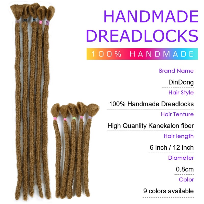 DinDong 12 inch Handmade Dreadlocks For Men Synthe... – Grandado