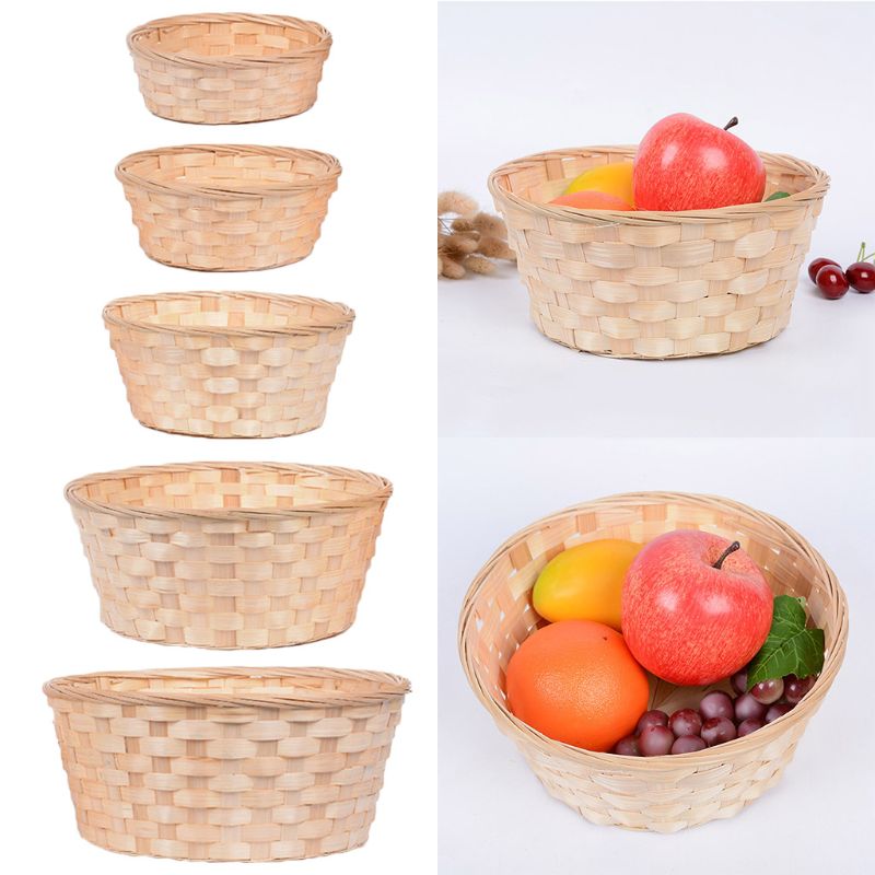 Bamboo Woven Bread Basket Snacks Container Food Di... – Grandado
