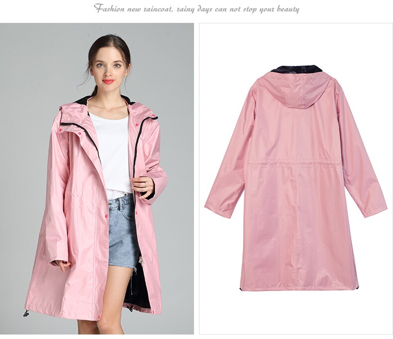 Women Raincoat Rain Coat with Hood Zipper Pockets ... – Grandado