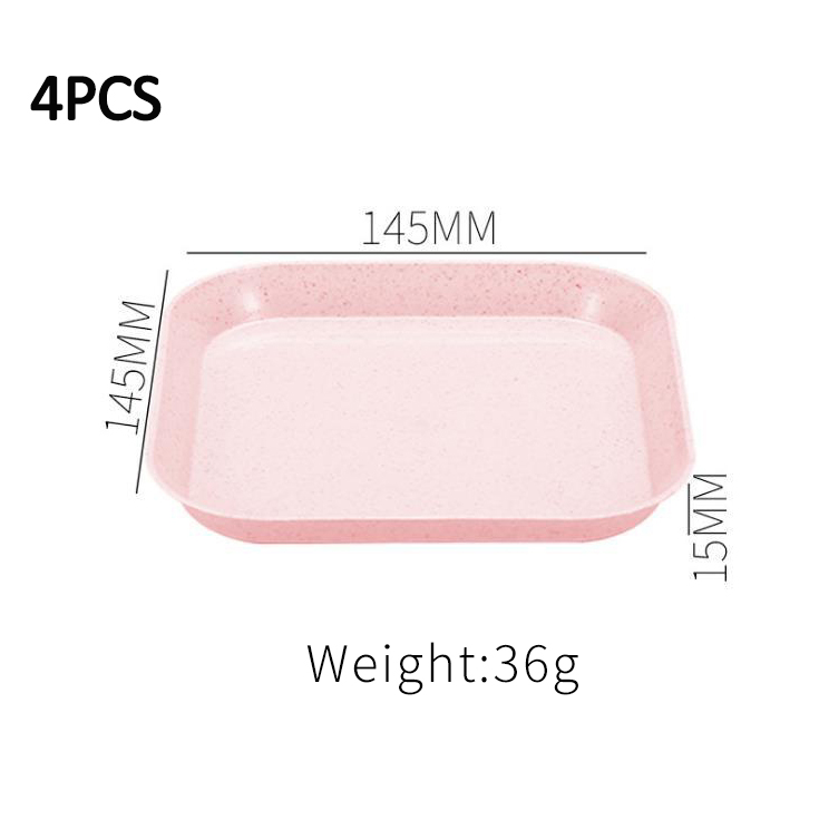 4pcs Plate Sets Natural Wheat Square Snack Straw P... – Grandado