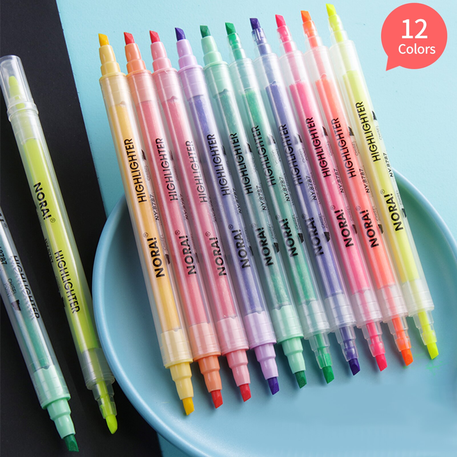 12Colors Dual Tip Highlighter Pens Chisel Tips Art... – Vicedeal