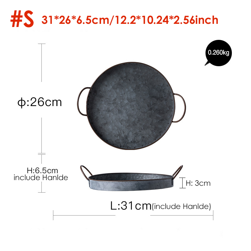 European Retro Round Iron Plate with Handle Handcr... – Grandado