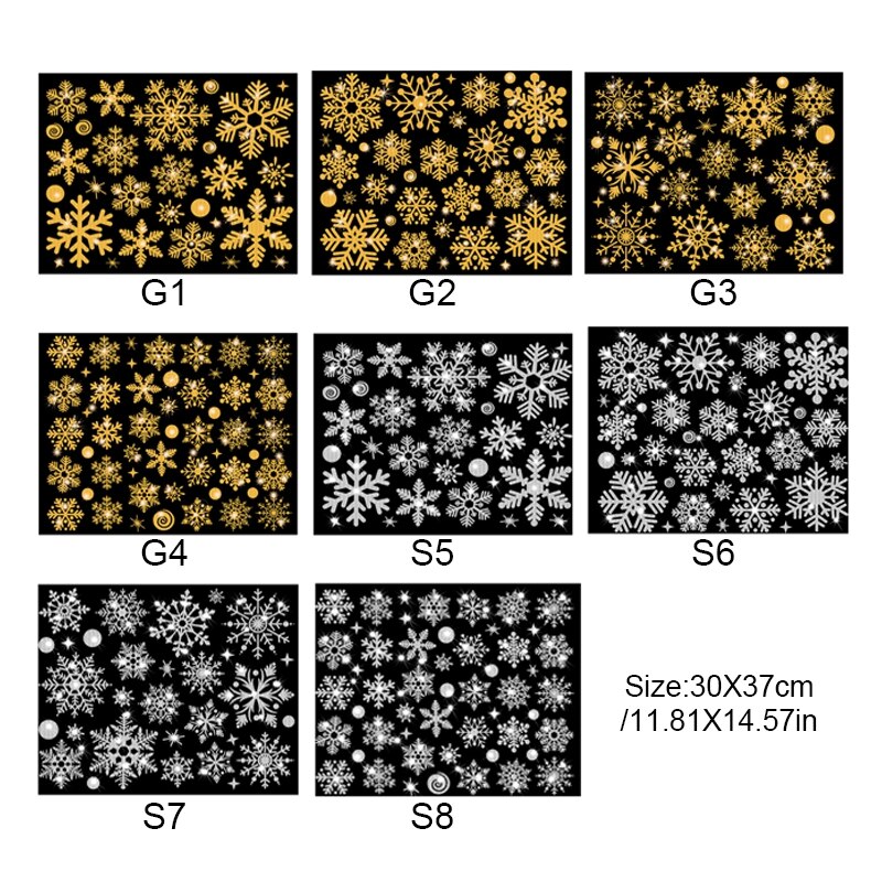 3D Christmas Window Snowflake Stickers Gold Silver... – Grandado
