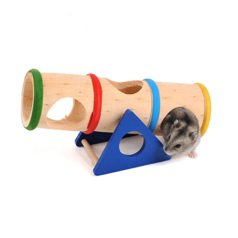 Hamster Toy Wood Rainbow Upturned Barrel Porous Se... – Vicedeal