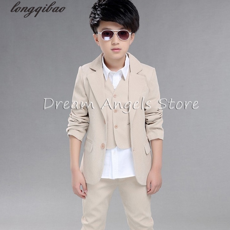 3 stks (jas + Vest + Broek) mode Corduroy Boy Slim... – Vicedeal