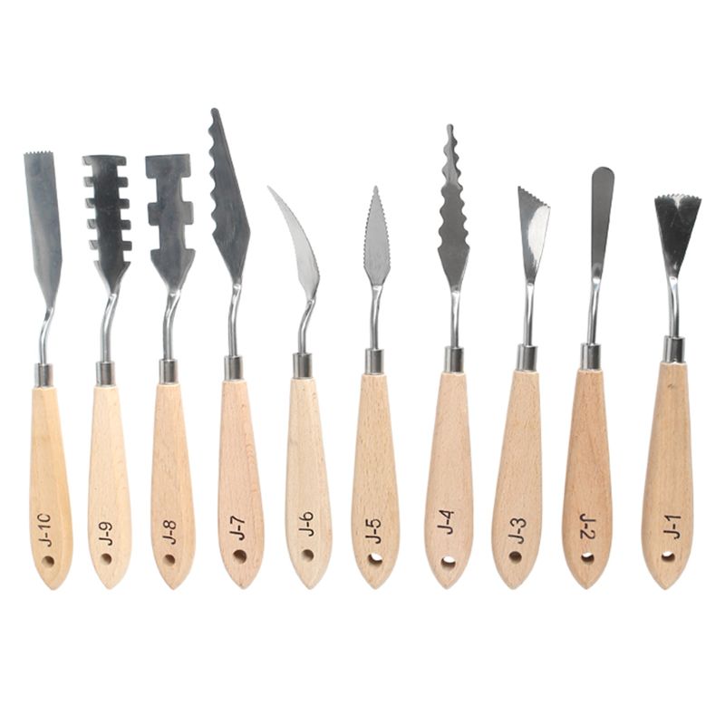 10 Stks/set Rvs Olieverf Paletmes Verf Spatel Schr... – Vicedeal