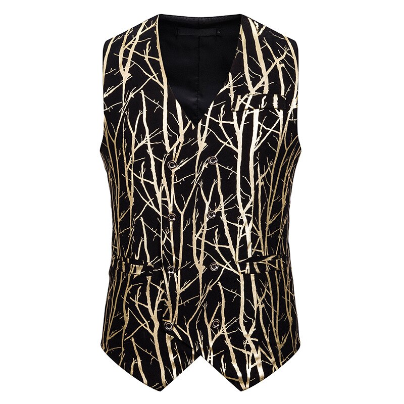 Luxury Branches Bronzing Vest Men Brand V Neck Wed... – Vicedeal
