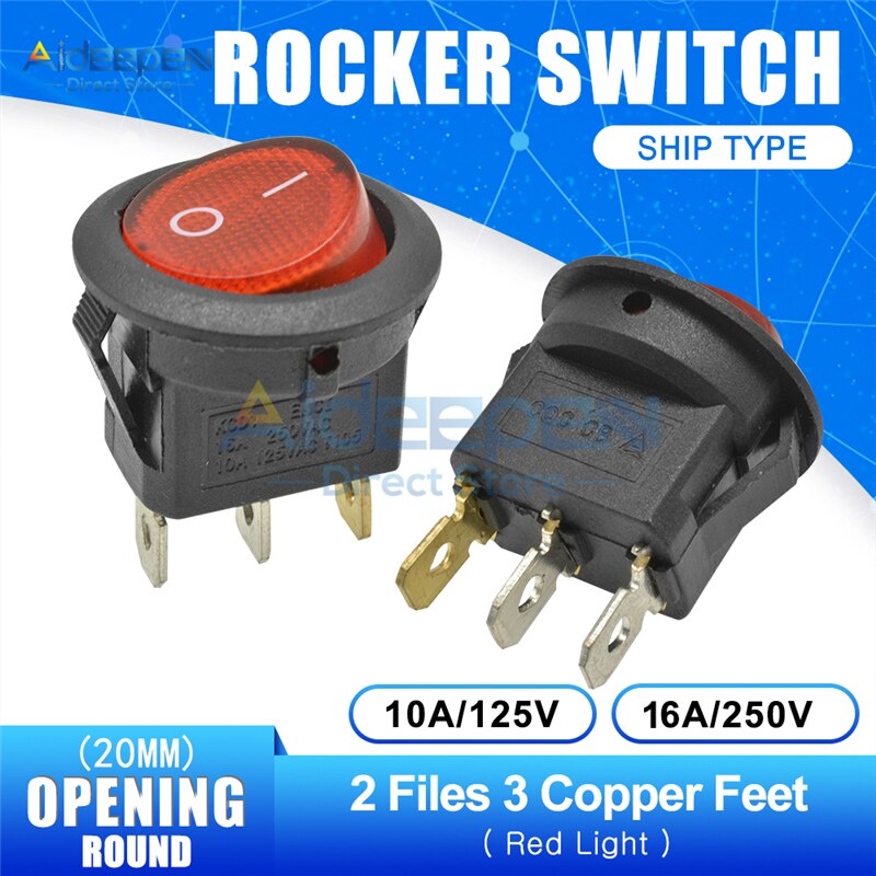 20mm AC 10A/125V 6A/250V Ronde Boat Rocker Switch ... – Grandado