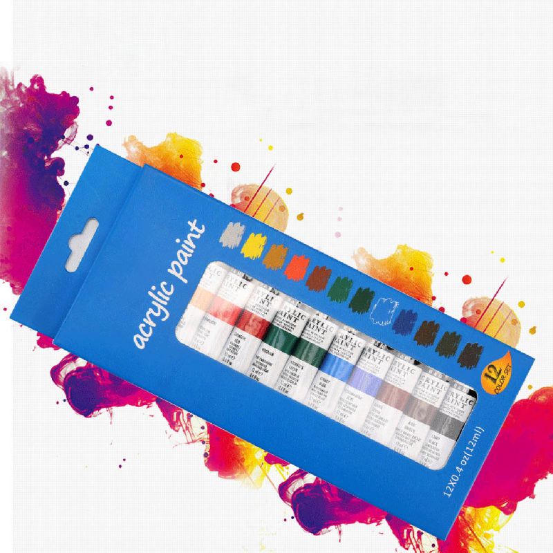 12 Colors Acrylic Paints Set 12ml Tubes Drawing Pa... – Grandado