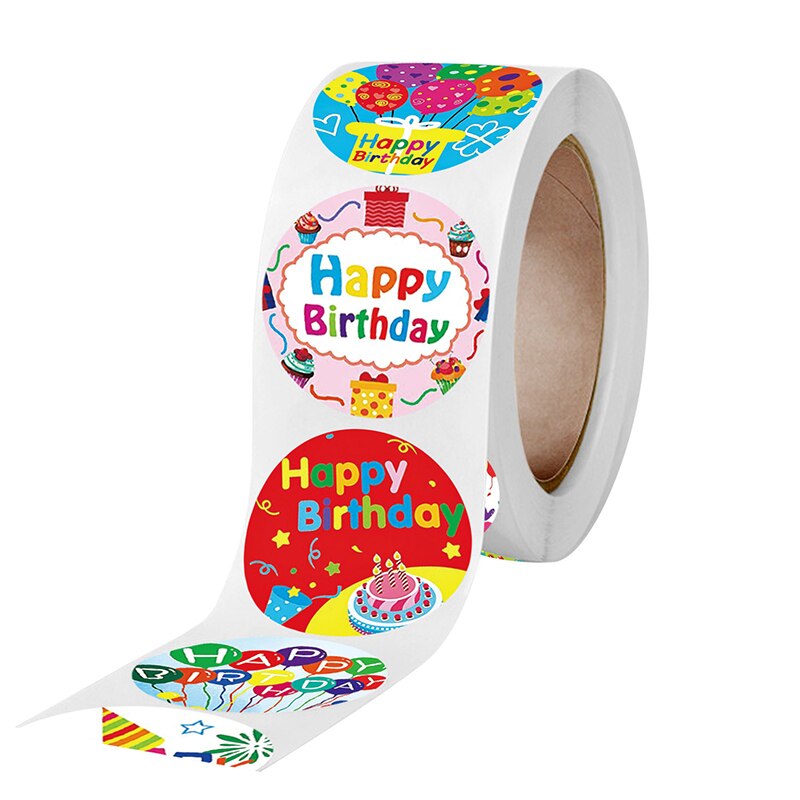 Colorful Happy Birthday Stickers Roll 500-Count St... – Grandado