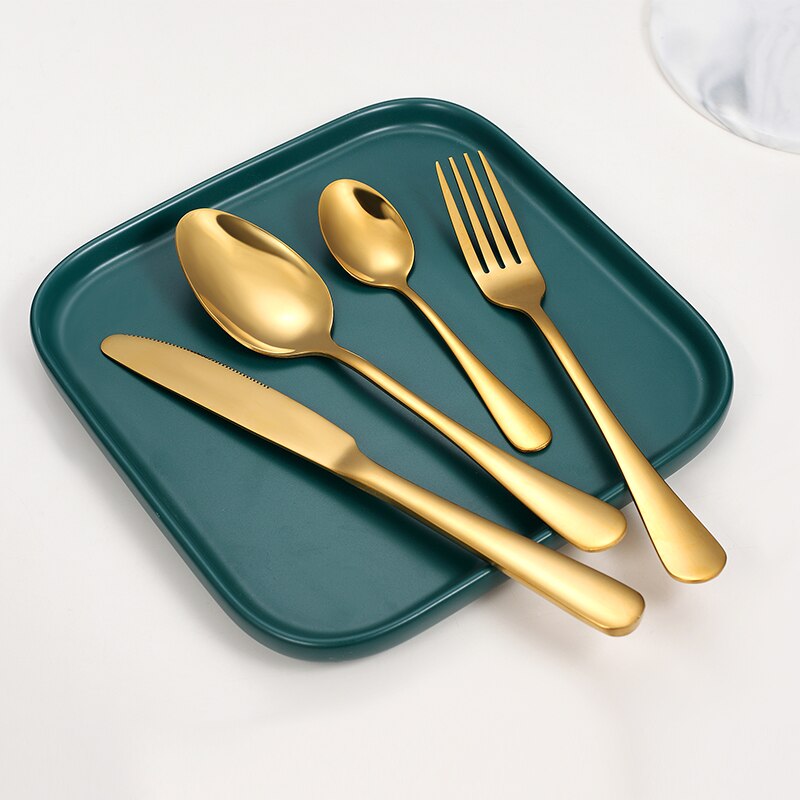 Silver Tableware Stainless Steel Cutlery Set 24Pie... – Grandado