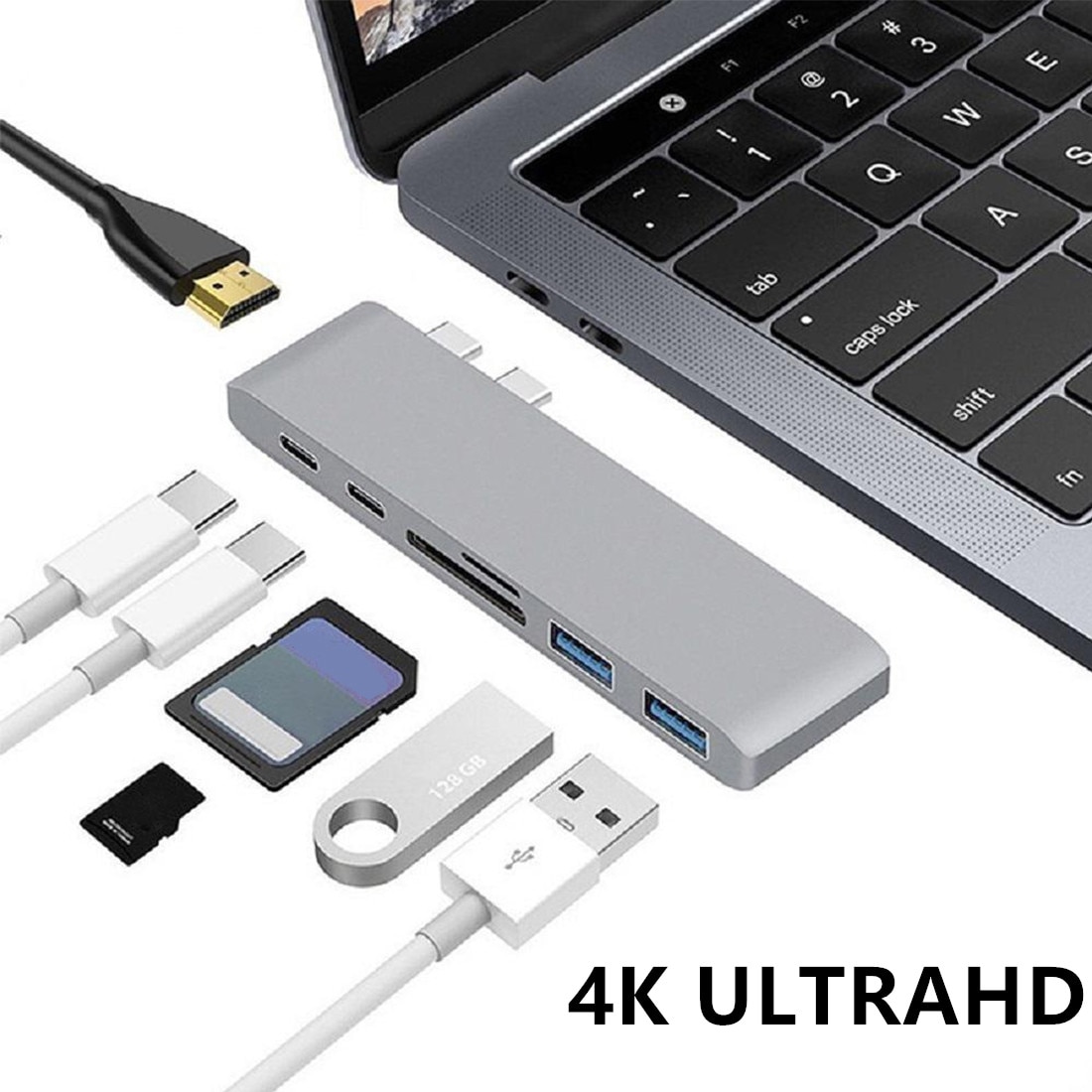 7-In-2 Usb C Hub Type C Naar Multi Usb 3.0 Hub 4K ... – Grandado