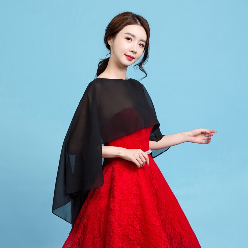 Chiffon Soft Black Women Wraps Sheer Summer Formal... – Vicedeal