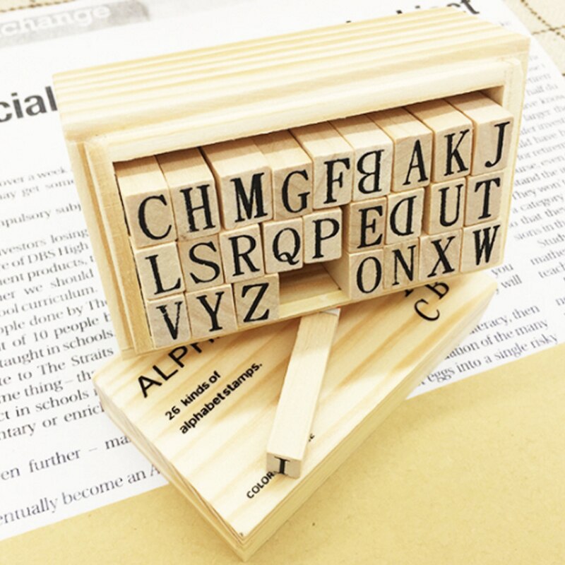 26pcs/box uppercase letter series square shape woo... – Grandado