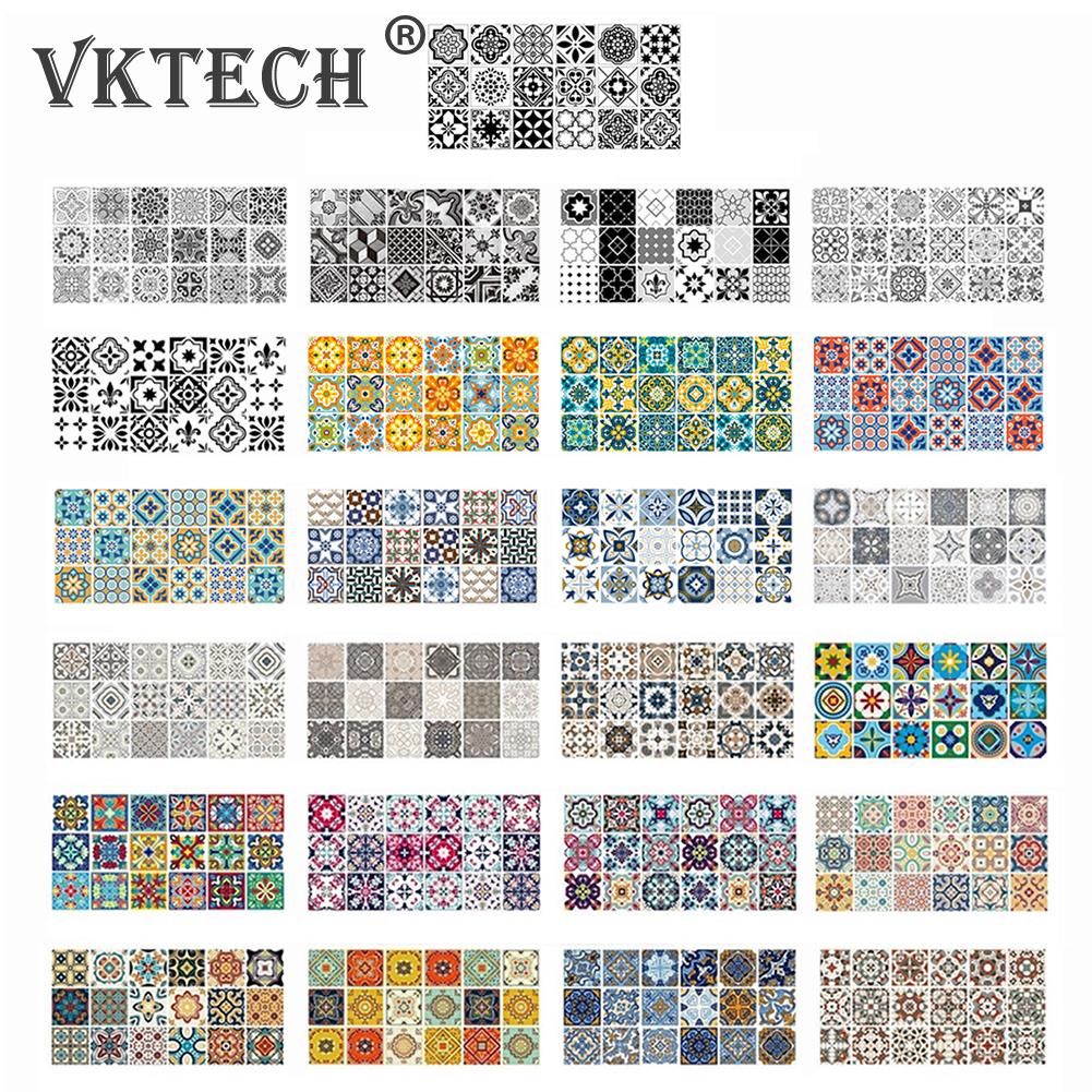 Retro Pattern Tile Floor Stickers PVC Waterproof S... – Grandado